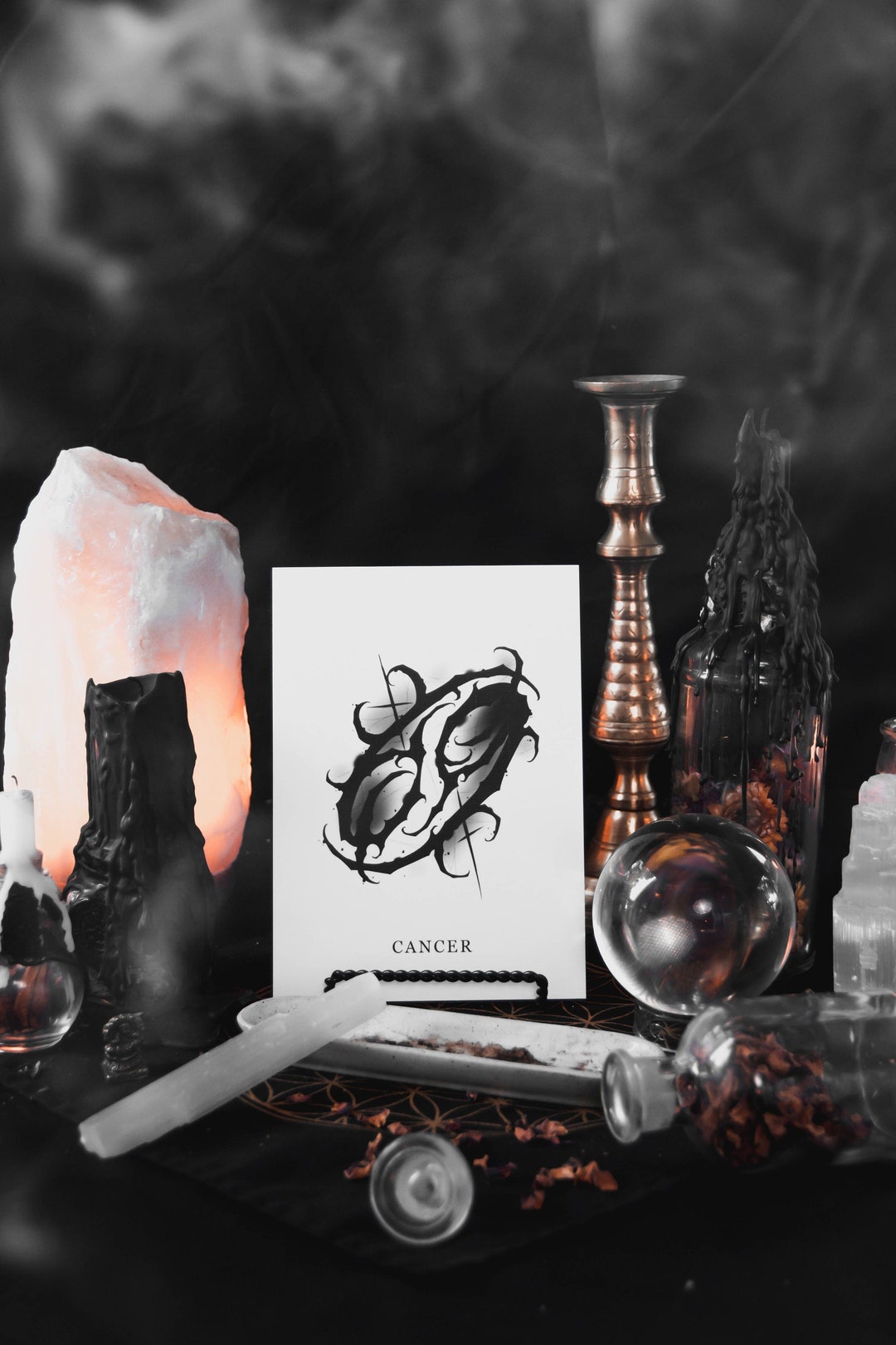 Cancer Zodiac Art Print, Gothic Home Decor, Zodiac Birthday, Cancer ...