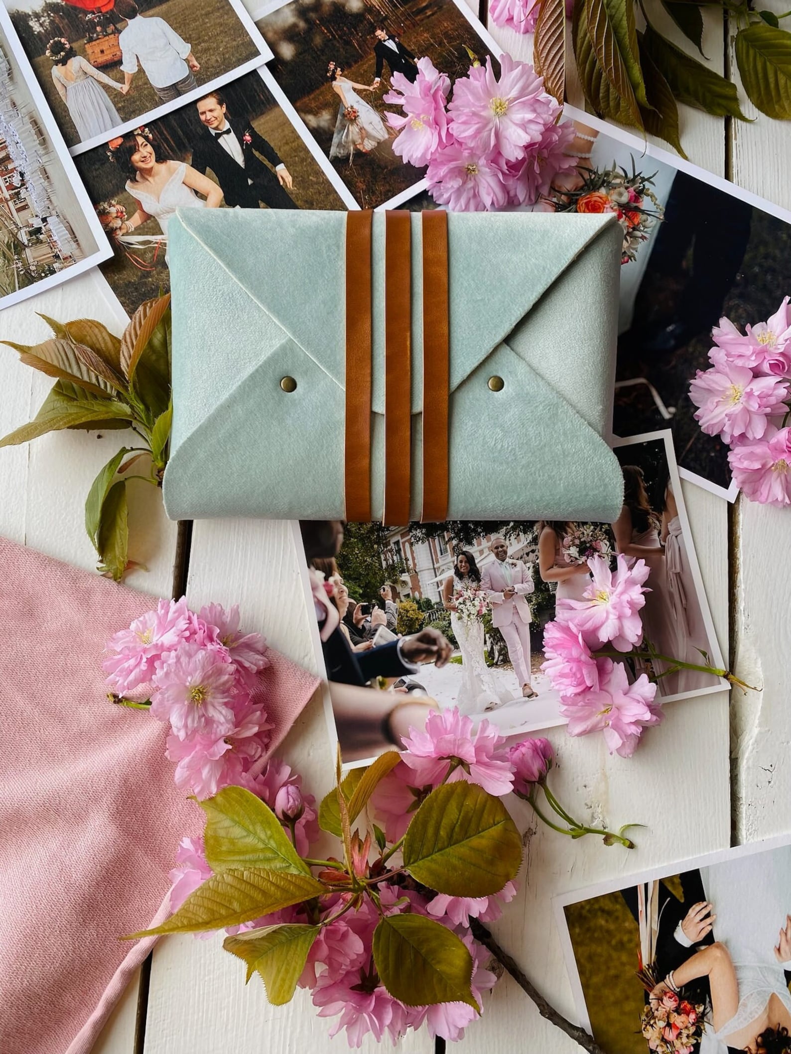 Elegant Photo Envelopes Stripe Closing 15x23 Cm 6x9 in Vegan Velvet 7 ...