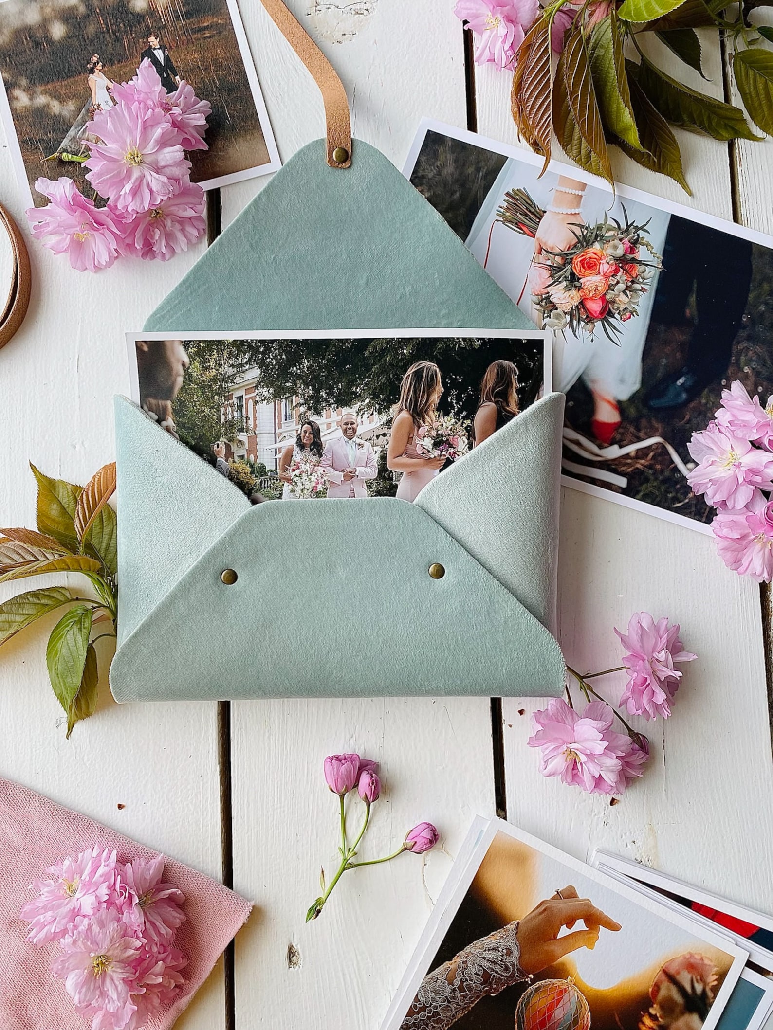 Elegant Photo Envelopes Stripe Closing 15x23 Cm 6x9 in Vegan Velvet 7 ...