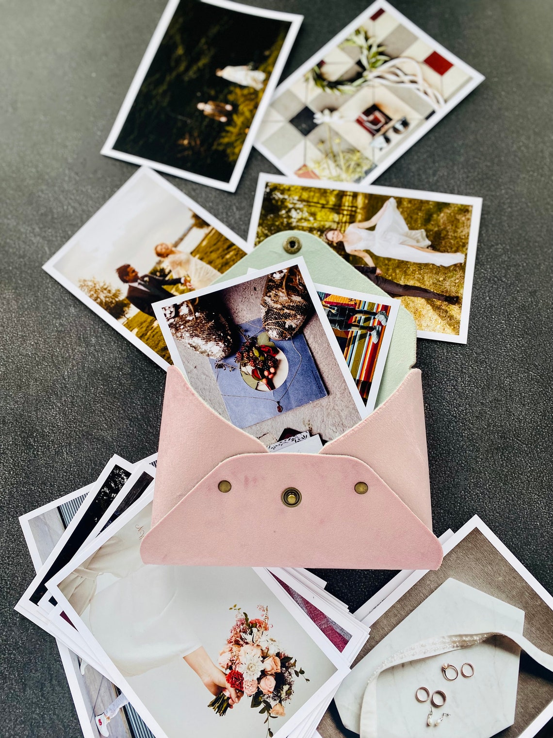 Elegant Photo Envelopes Stripe Closing 15x23 Cm 6x9 in Vegan Velvet 7 ...