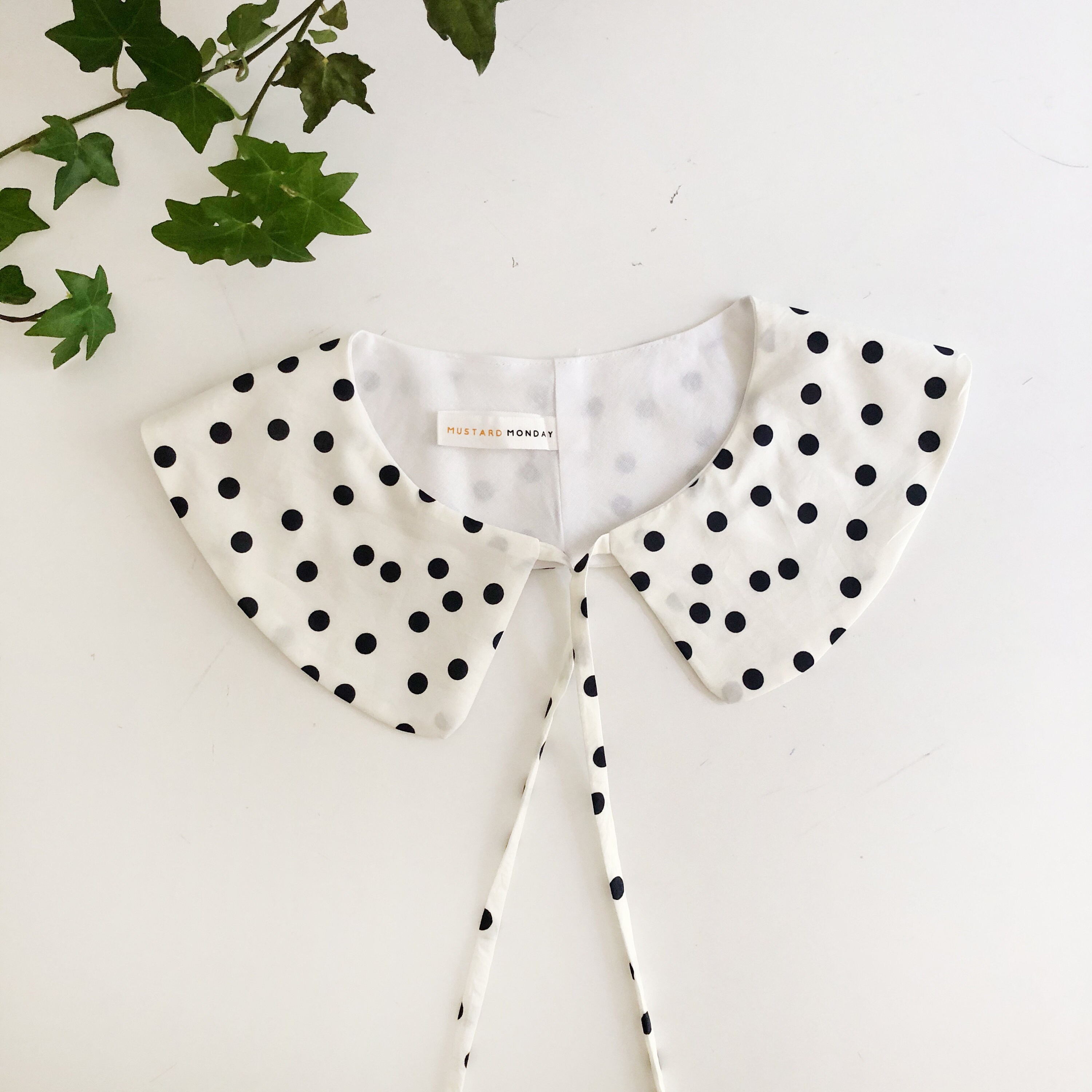 Polka Print Cotton Removable Collar, Detachable Collar, Peter Pan ...