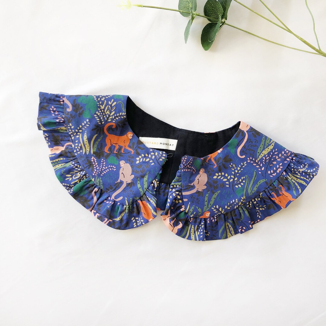 Monkey Print Cotton Frill Collar: Detachable Layering Collar - Etsy