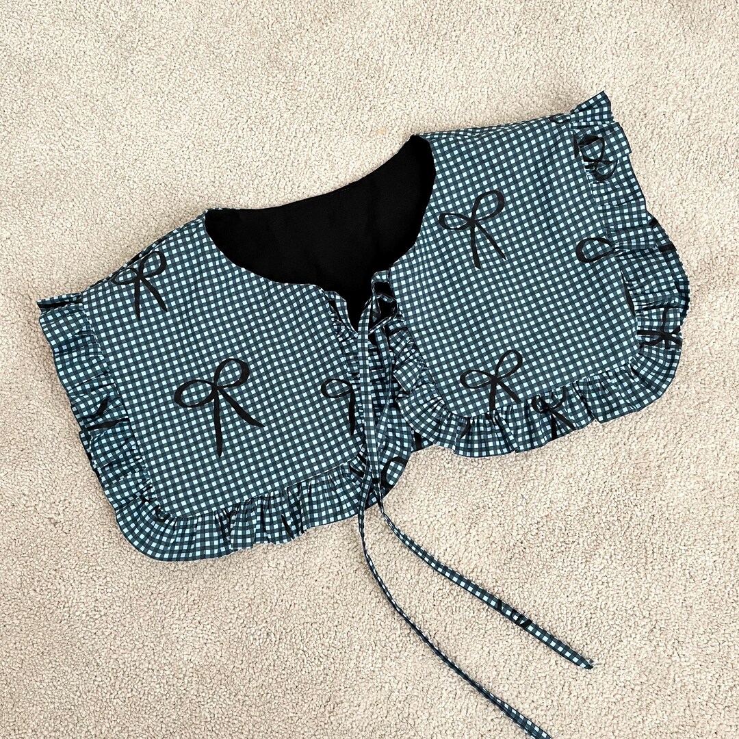 Bow Print Cotton Detachable Collar, Statement Collar, Frill Collar ...