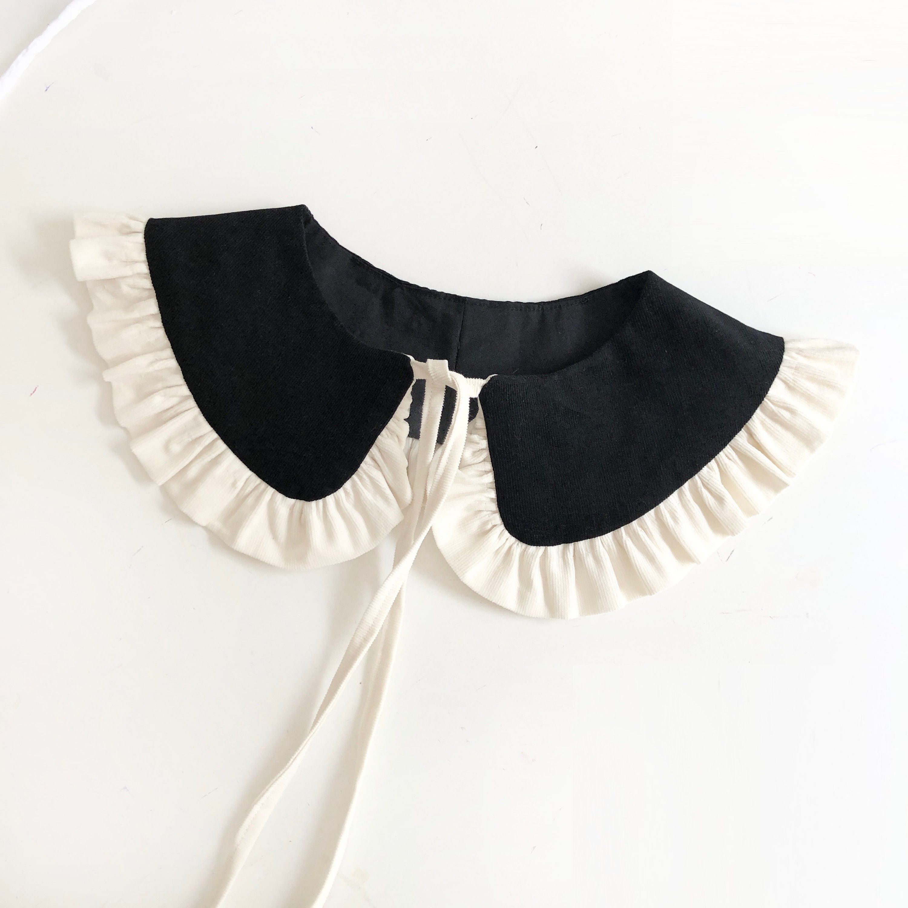 Oversized Frill Collar: Black & White Corduroy Detachable Collar - Etsy