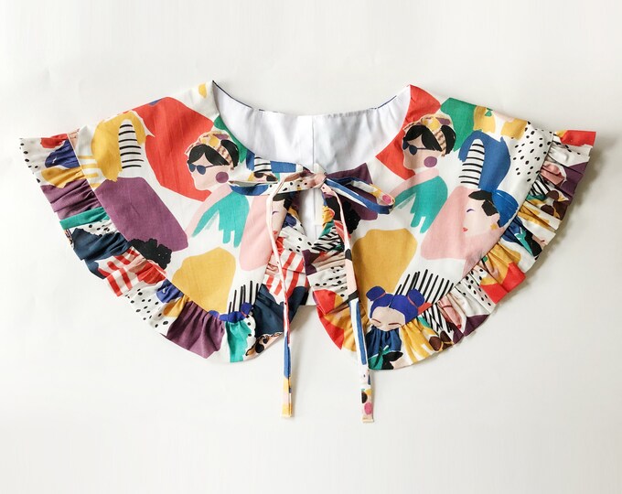 Print Cotton Removable Collar, Frill Collar, Detachable Frill Collar ...