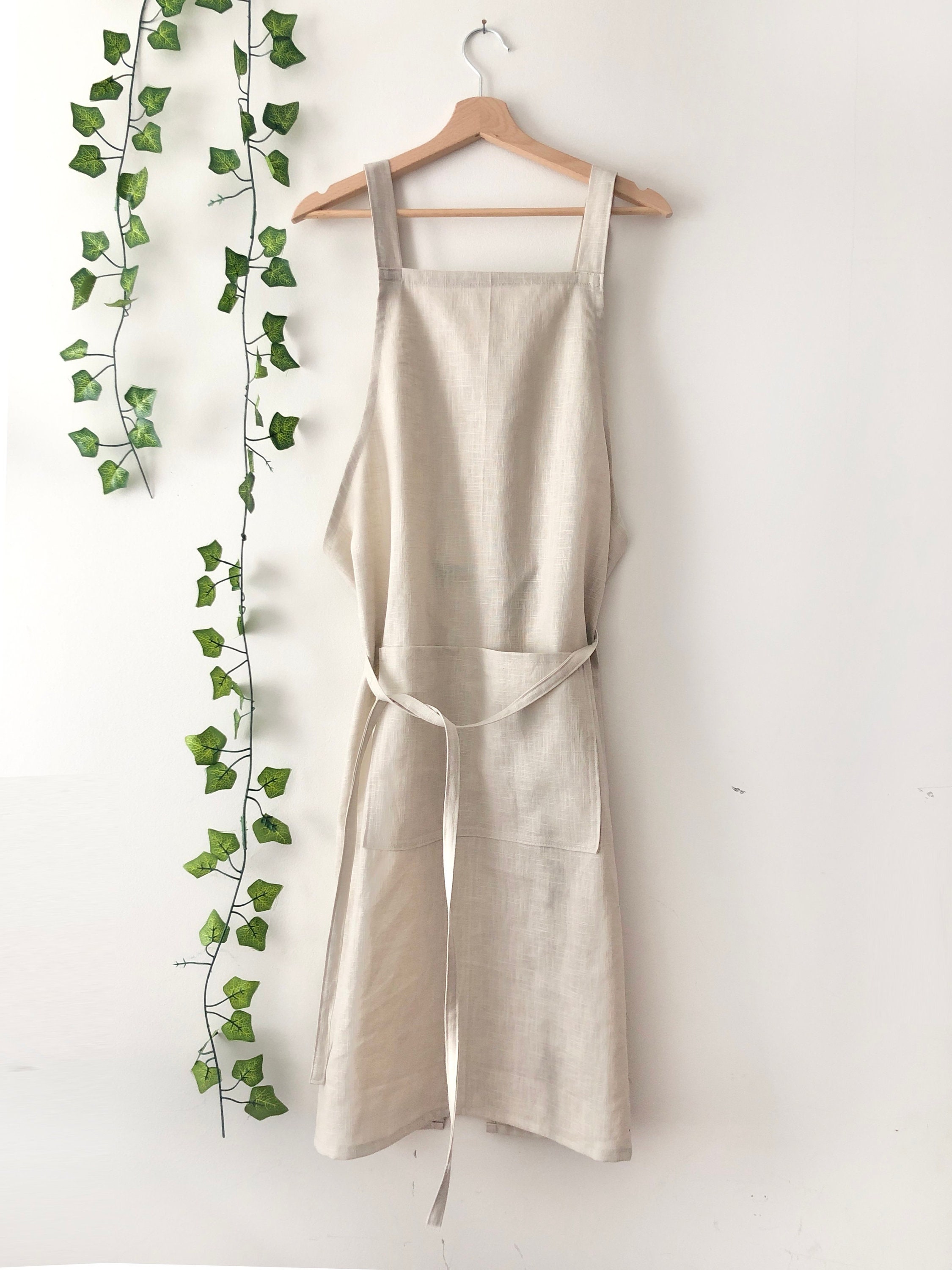 Personalized Linen Pinafore Apron: Japanese Style, Handmade in UK - Etsy