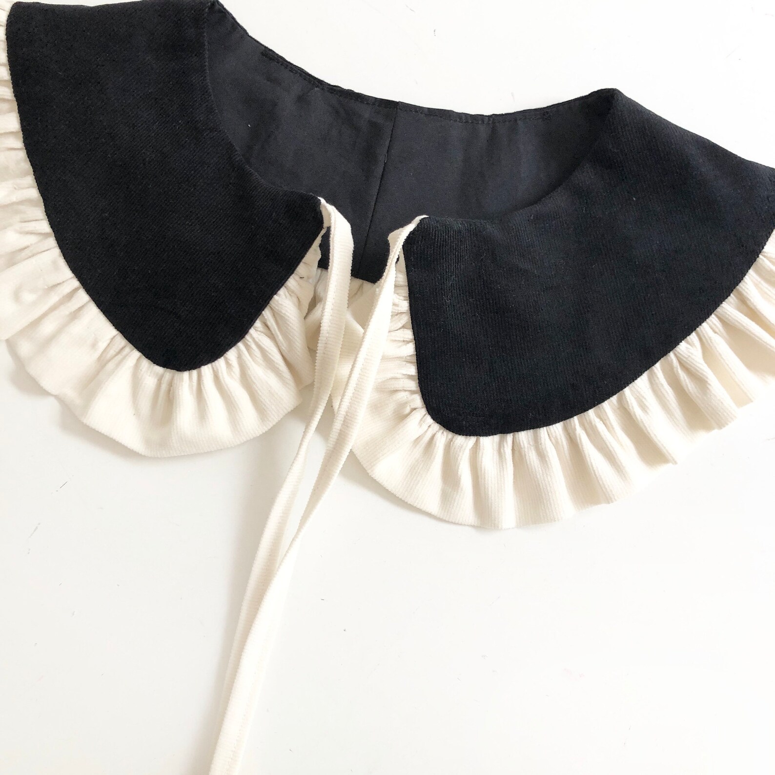 Oversized Frill Collar: Black & White Corduroy Detachable Collar - Etsy