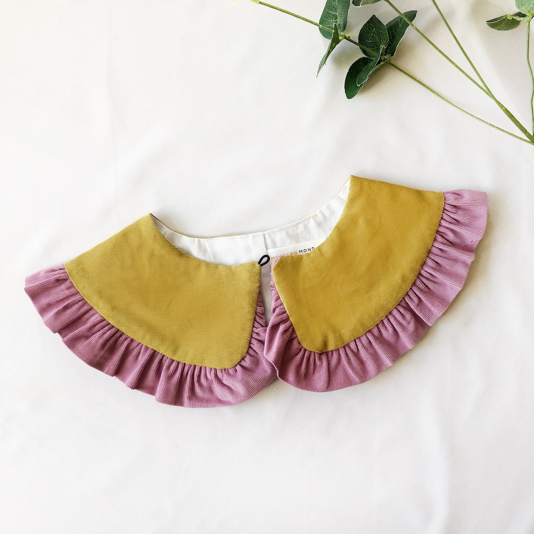Mustard&lilac Corduroy Removable Collar, Frill Collar, Detachable Frill ...