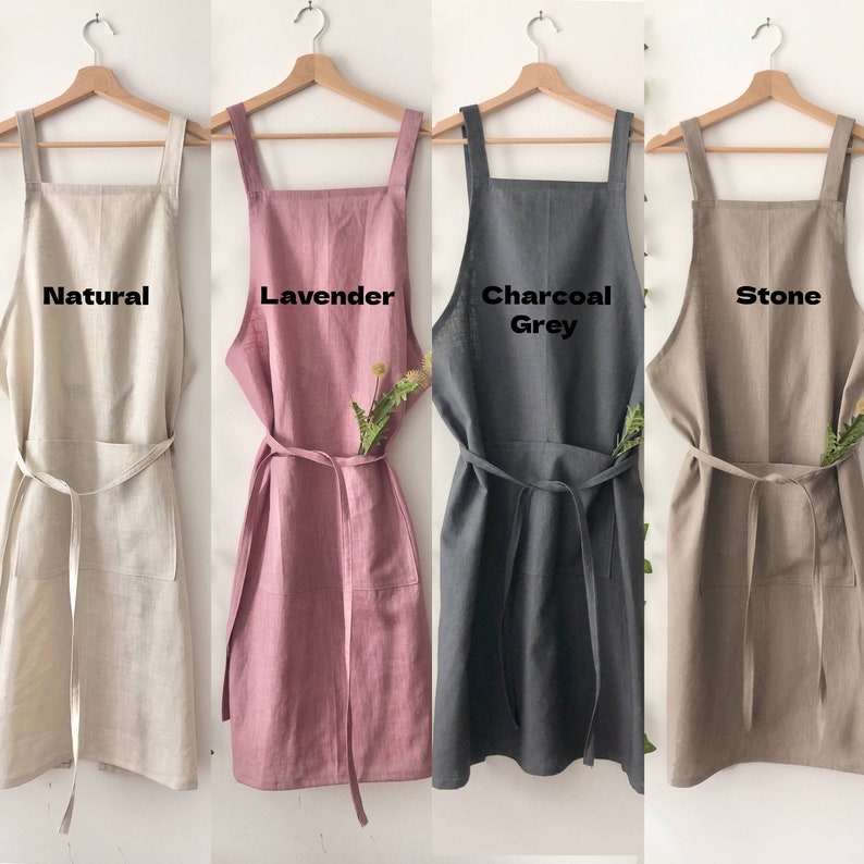 Personalized Linen Pinafore Apron: Japanese Style, Handmade in UK - Etsy