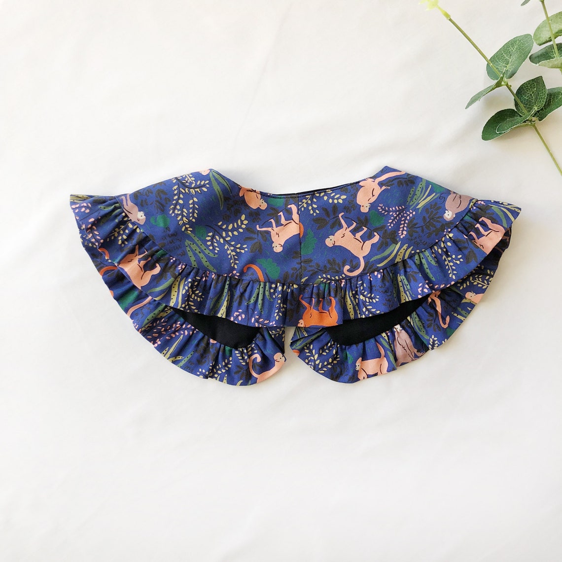 Monkey Print Cotton Frill Collar: Detachable Layering Collar - Etsy
