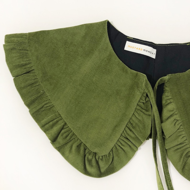 Olive Corduroy Frill Collar: Detachable Cotton Layering Collar - Etsy