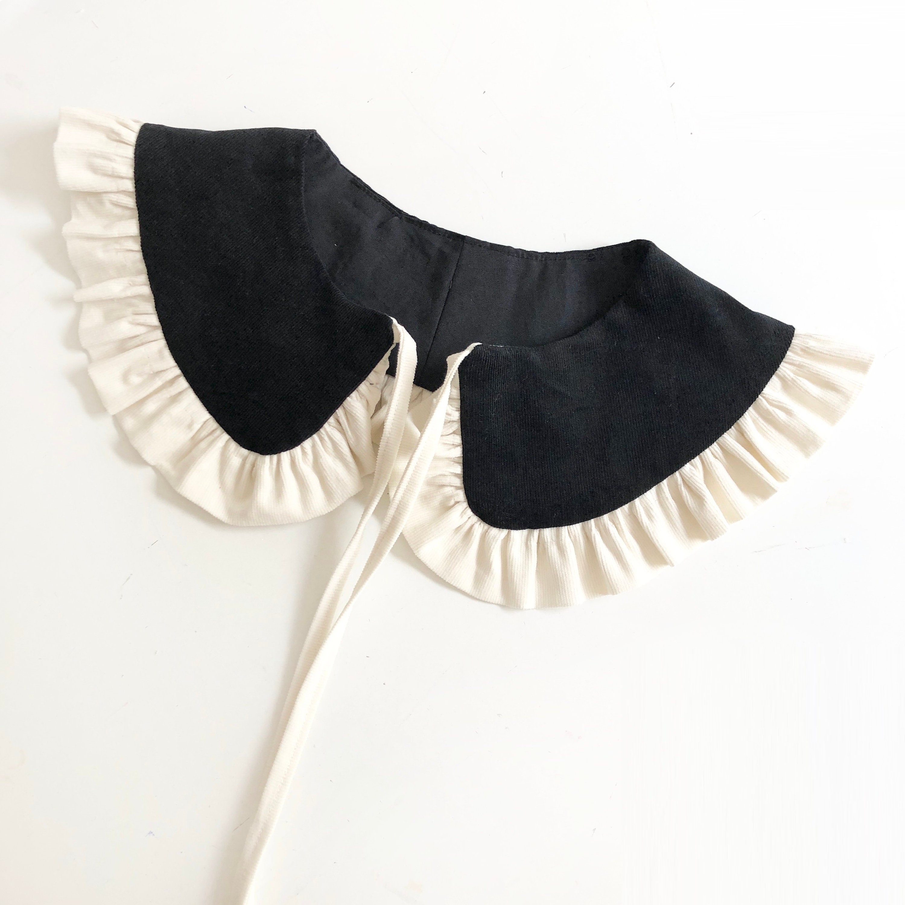 Oversized Frill Collar: Black & White Corduroy Detachable Collar - Etsy