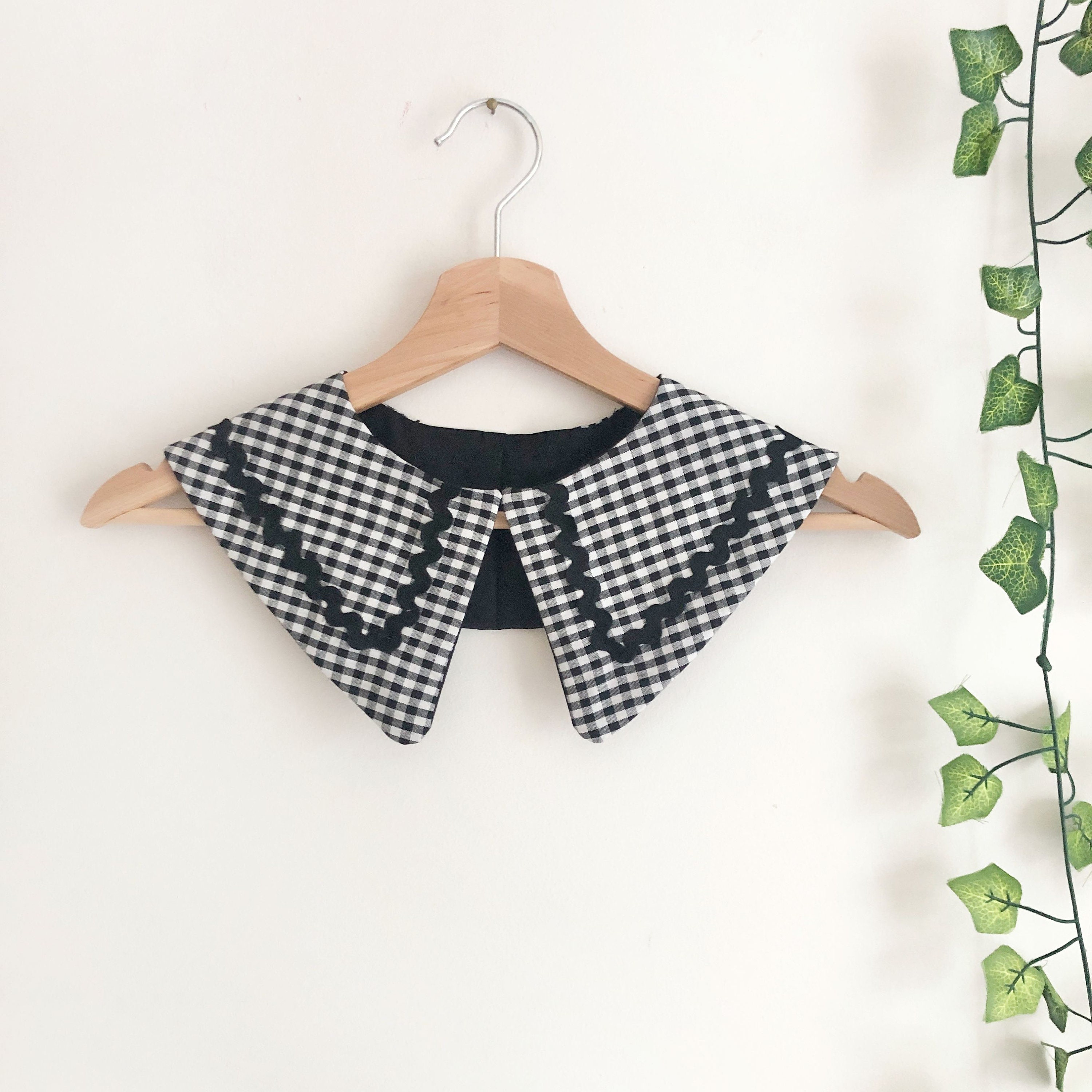 Gingham Cotton Removable Collar, Peter Pan Collar, Detachable Collar ...