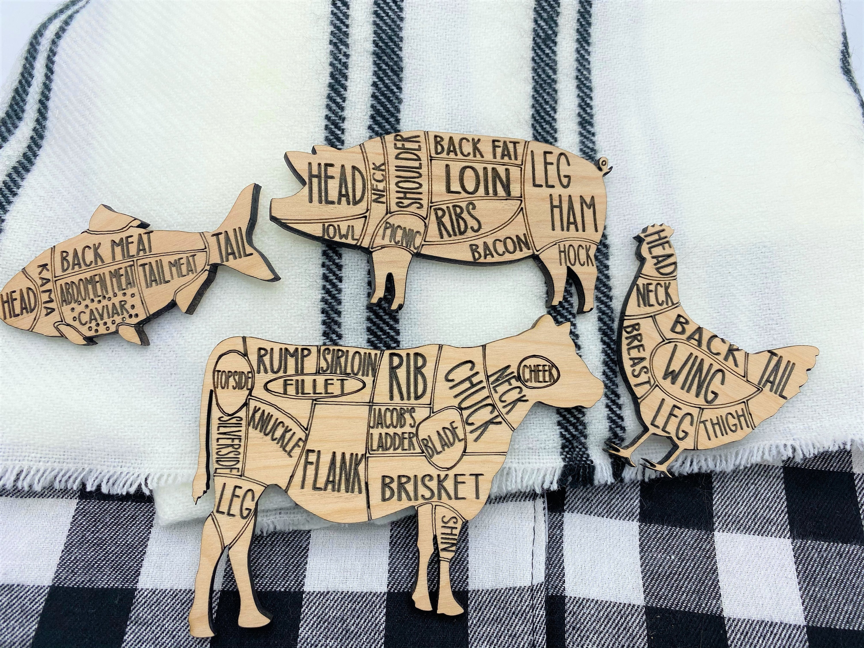 Butcher Cut Fridge Magnets Farm Animals Kitchen Decor | Etsy