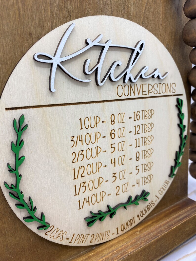 Kitchen Measurement Sign Kitchen Decor Conversion Chart | Etsy