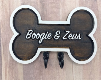 Personalized Wooden Dog Leash Holder Sign for Pet Parents - Etsy
