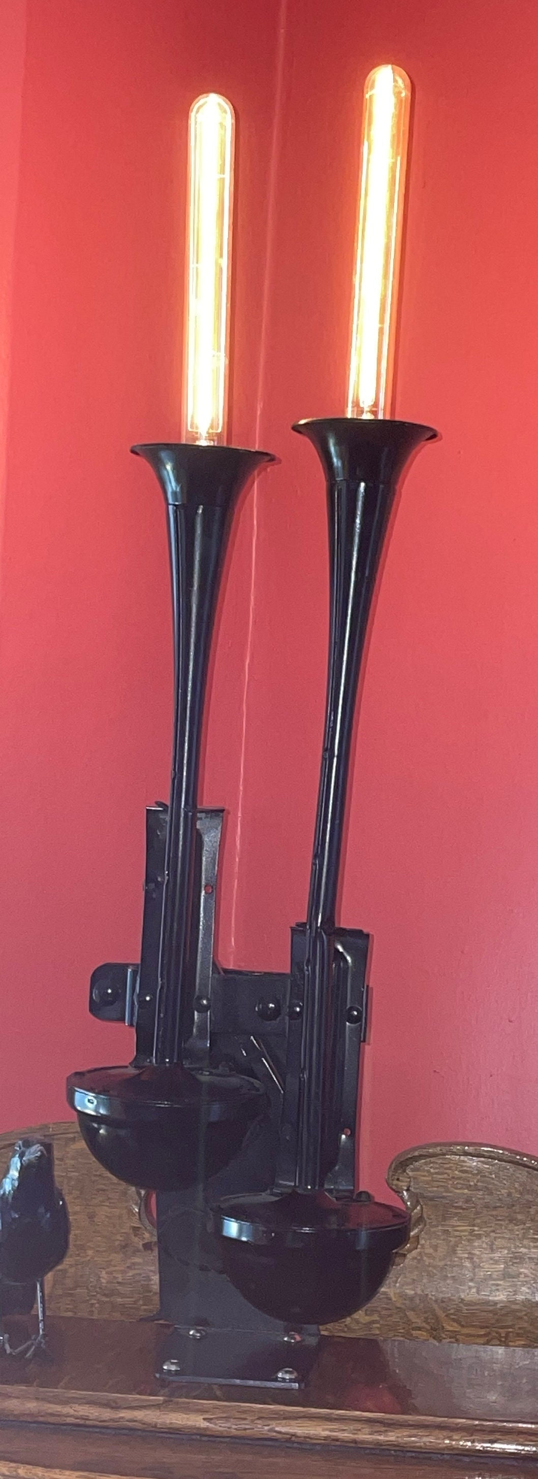 Vintage Steampunk Double Trumpet Horn Lamp With Slider Dimmer Switch ...