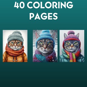 Coloring Pages for Adults Icy Cat Adventure, 40 Printable Coloring Page ...