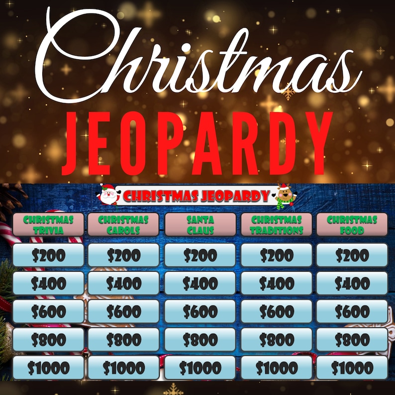 Christmas Jeopardy With Scoreboard Fun Christmas Trivia - Etsy