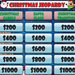 Christmas Jeopardy With Scoreboard Fun Christmas Trivia Powerpoint Game ...