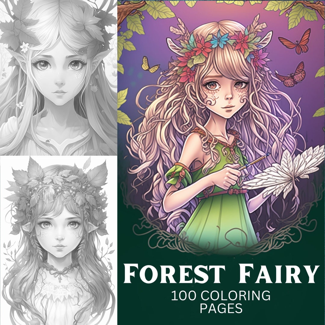 Coloring Pages Forest Fairy Girls Fantasy Anime Coloring Page Adults ...