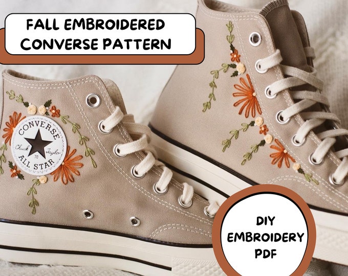 Fall Embroidered Converse Pattern PDF | DIY Download Shoe Embroidery ...