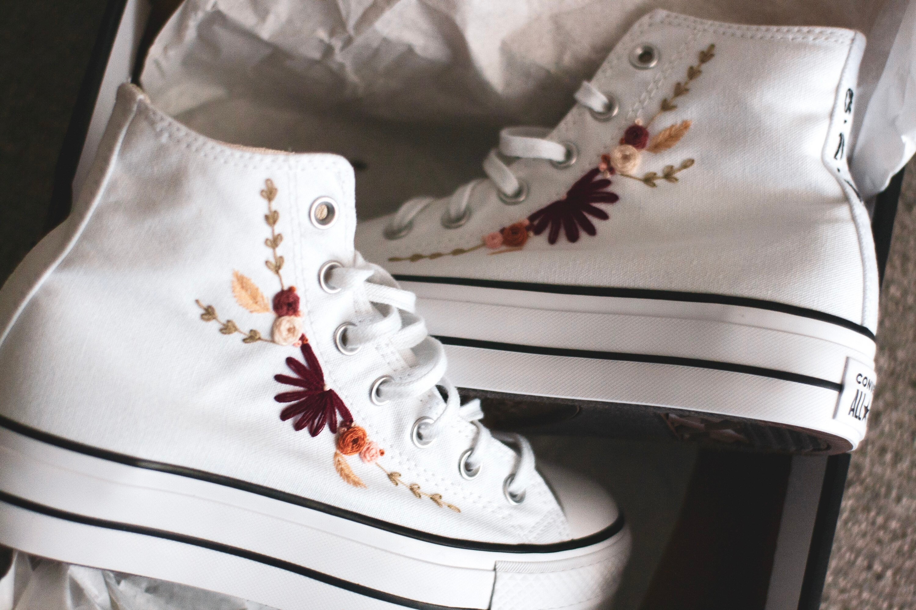 Fall Embroidered Platform Converse Shoes Hand Embroidered - Etsy