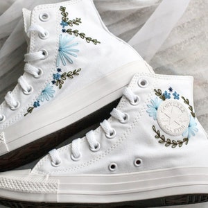 Blue Floral Embroidered Converse Pattern PDF | DIY Download Shoe ...