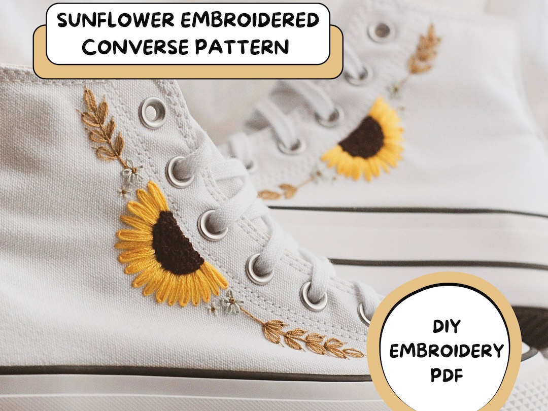 Sunflower Embroidered Converse Pattern PDF | DIY Download Shoe ...