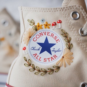Mushroom Floral Embroidered Converse Pattern PDF | DIY Download Shoe ...