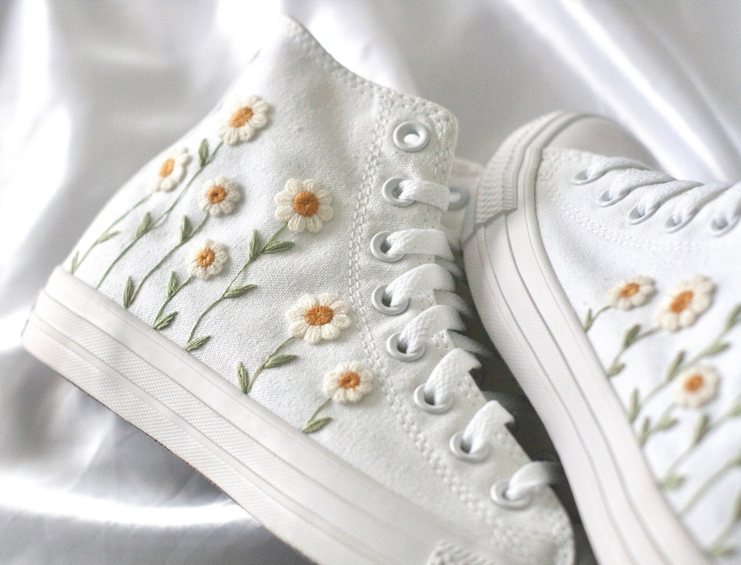 Daisy Embroidered Converse | Custom Prom Sneakers | Bridal Sneakers ...