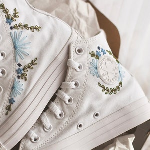 Blue Floral Embroidered Converse Pattern PDF | DIY Download Shoe ...