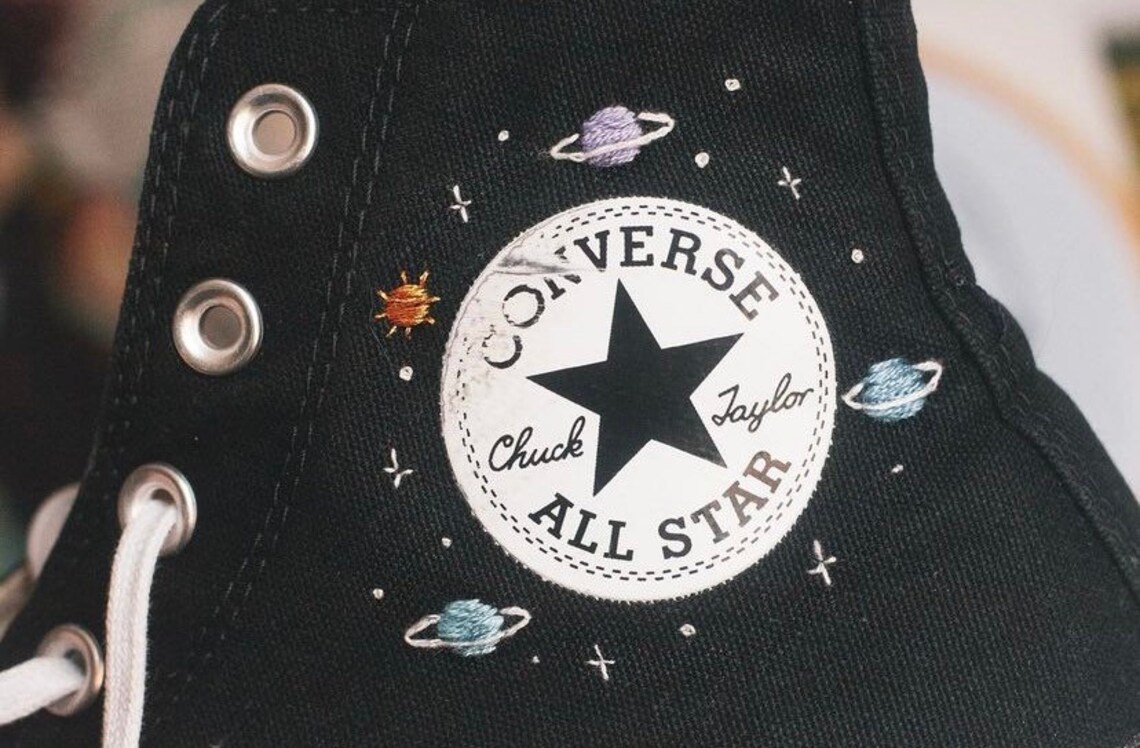 Zodiac Space Galaxy Embroidered Converse High Top Shoes - Etsy