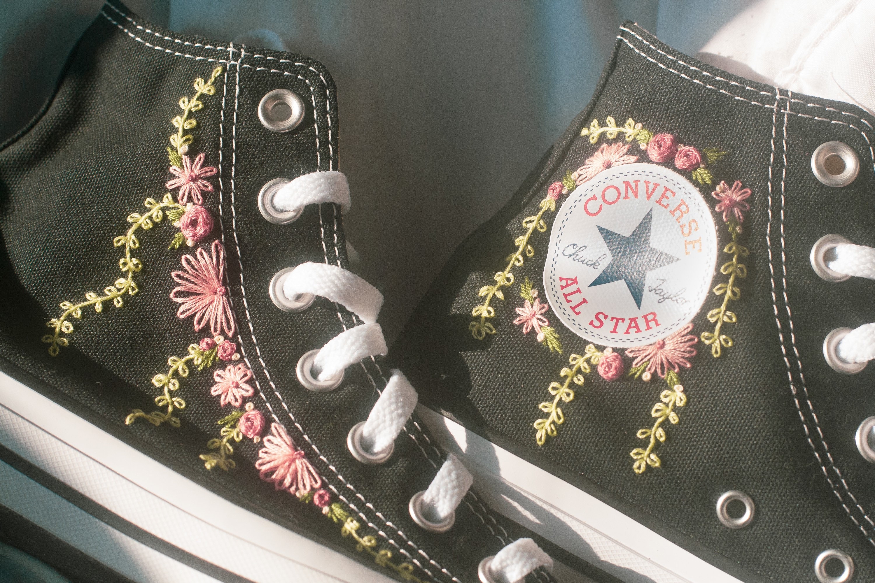 Hand Embroidered Custom Converse | Etsy