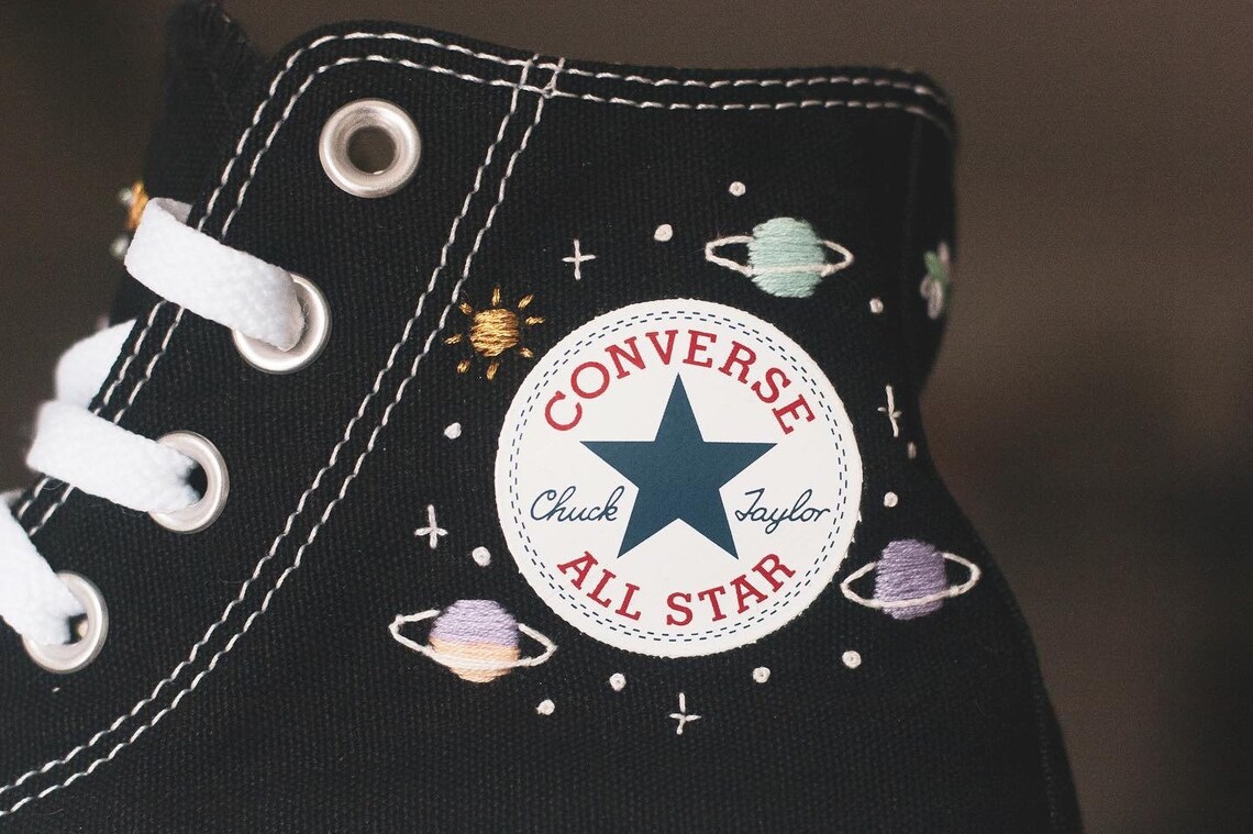 Zodiac Space Galaxy Embroidered Converse High Top Shoes - Etsy