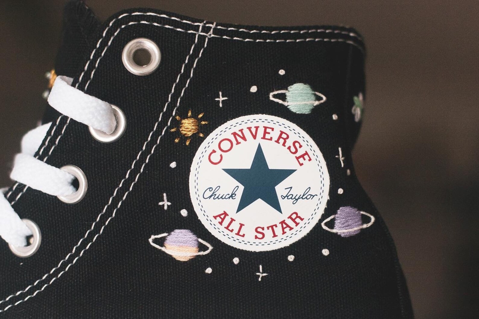 Zodiac Space Galaxy Embroidered Converse High Top Shoes - Etsy