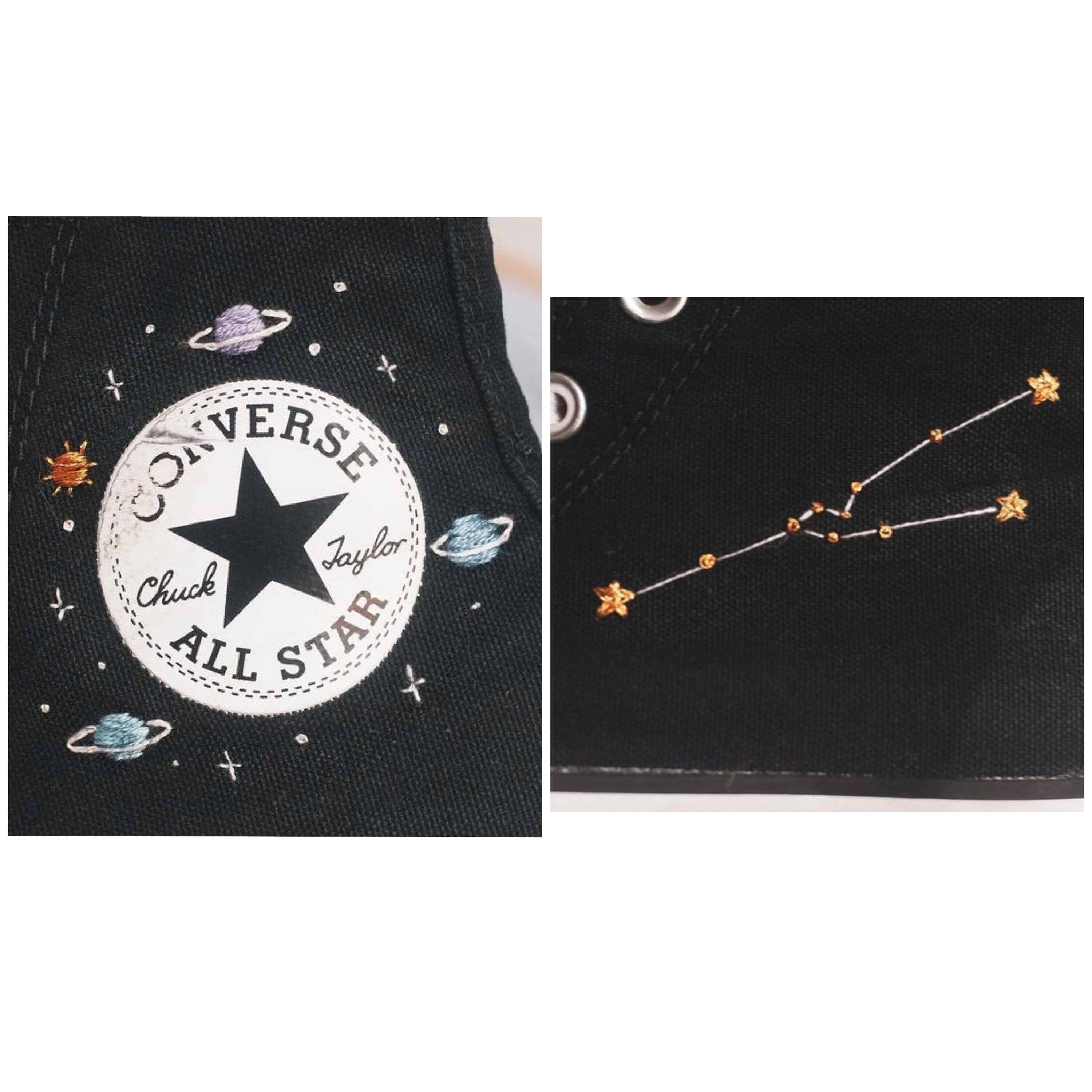 Zodiac Space Galaxy Embroidered Converse High Top Shoes - Etsy
