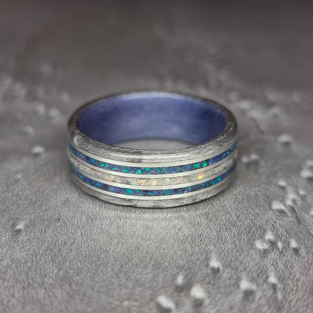 Memorial Pet Ash Ring, Silver Birdseye Maple & Purple Tulipwood ...