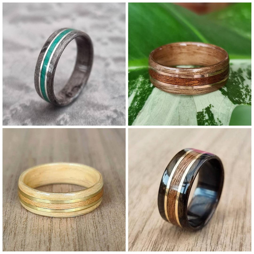 Custom Wood & Metal Ring - Bespoke Hand Made Bent Wood Ring - Wooden ...