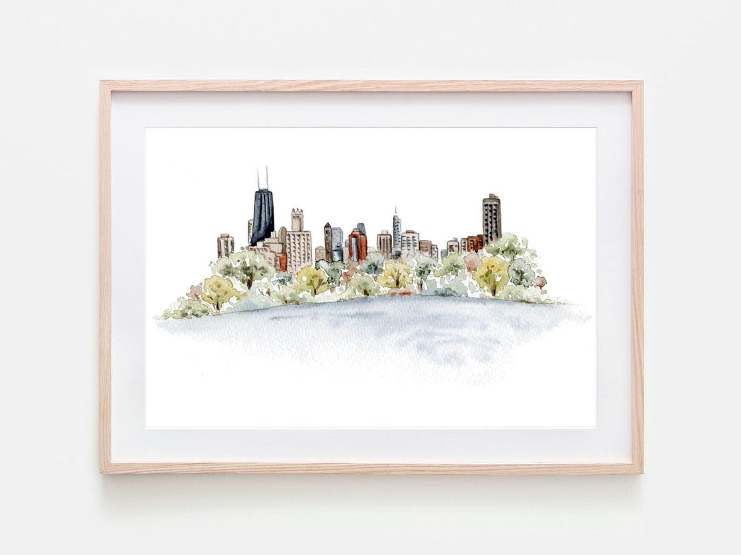 Chicago Skyline Watercolor Print - Etsy