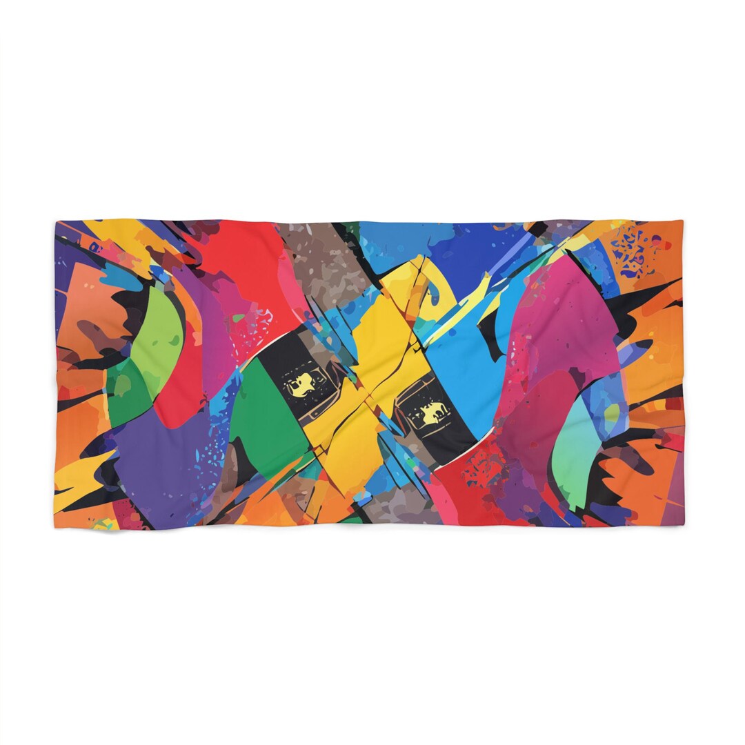 Color Splash Beach Towel X Vibrant Abstract Paint Design X Bold All ...