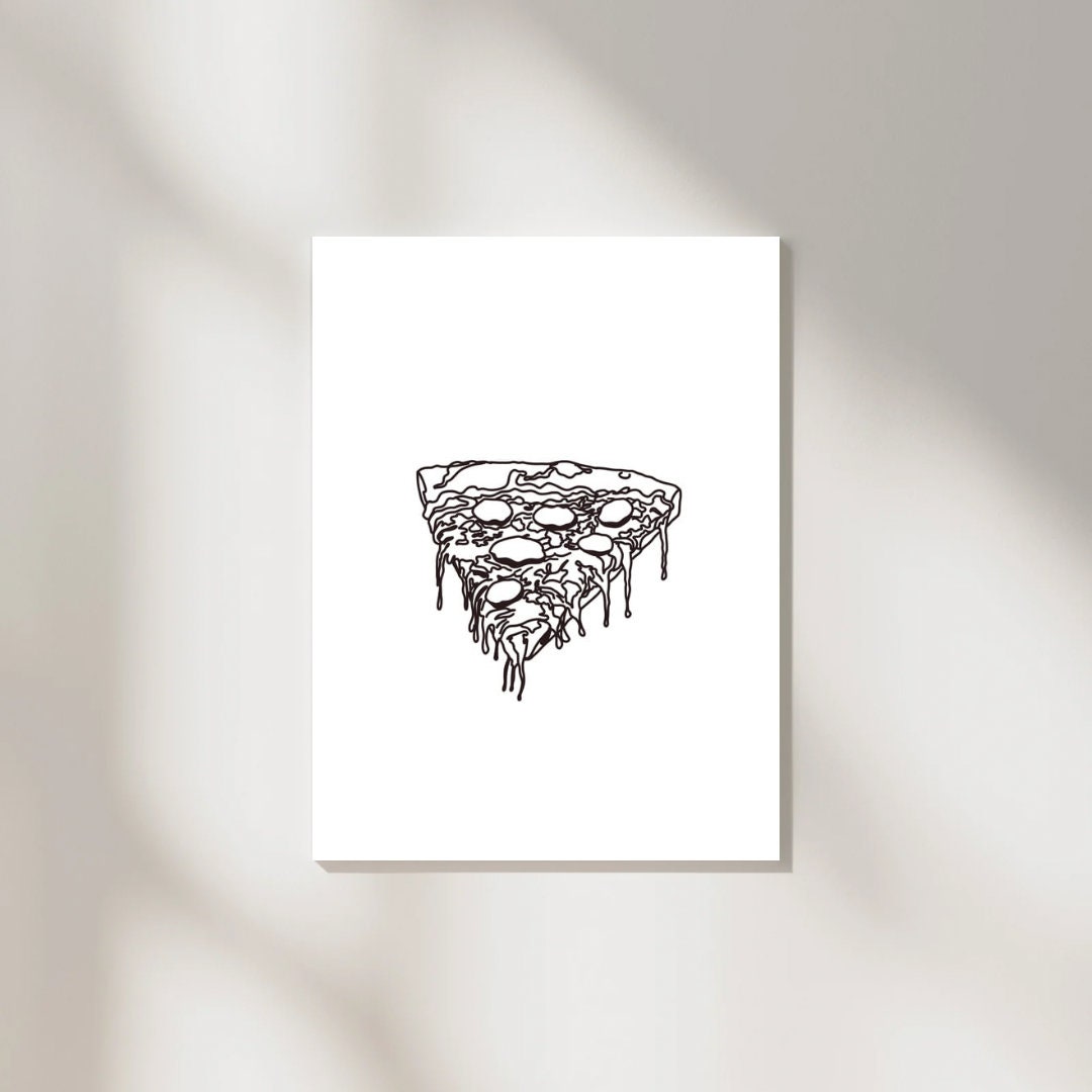 Pizza Line Drawing Direct Download - for Your Kitchen or Nice as a Gift ...