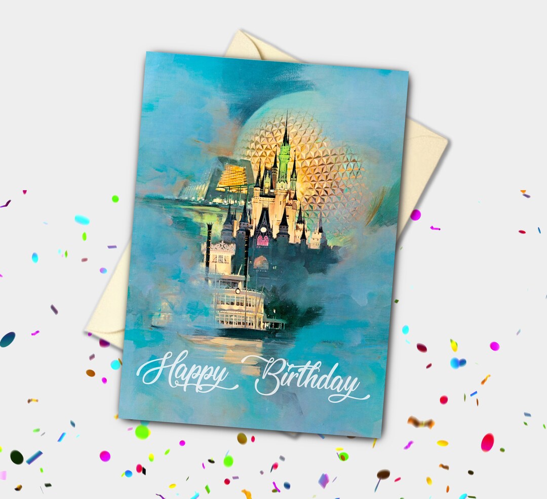 Magic Kingdom & Epcot Watercolour Personalised Card - Etsy