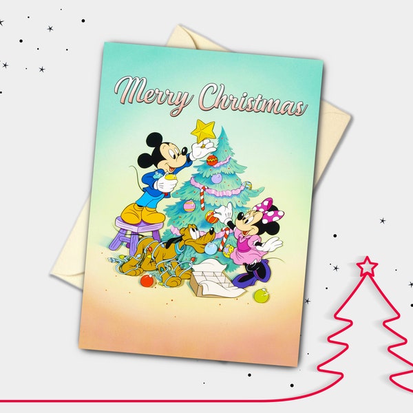 Mickey and Minnie Christmas Cards - Etsy