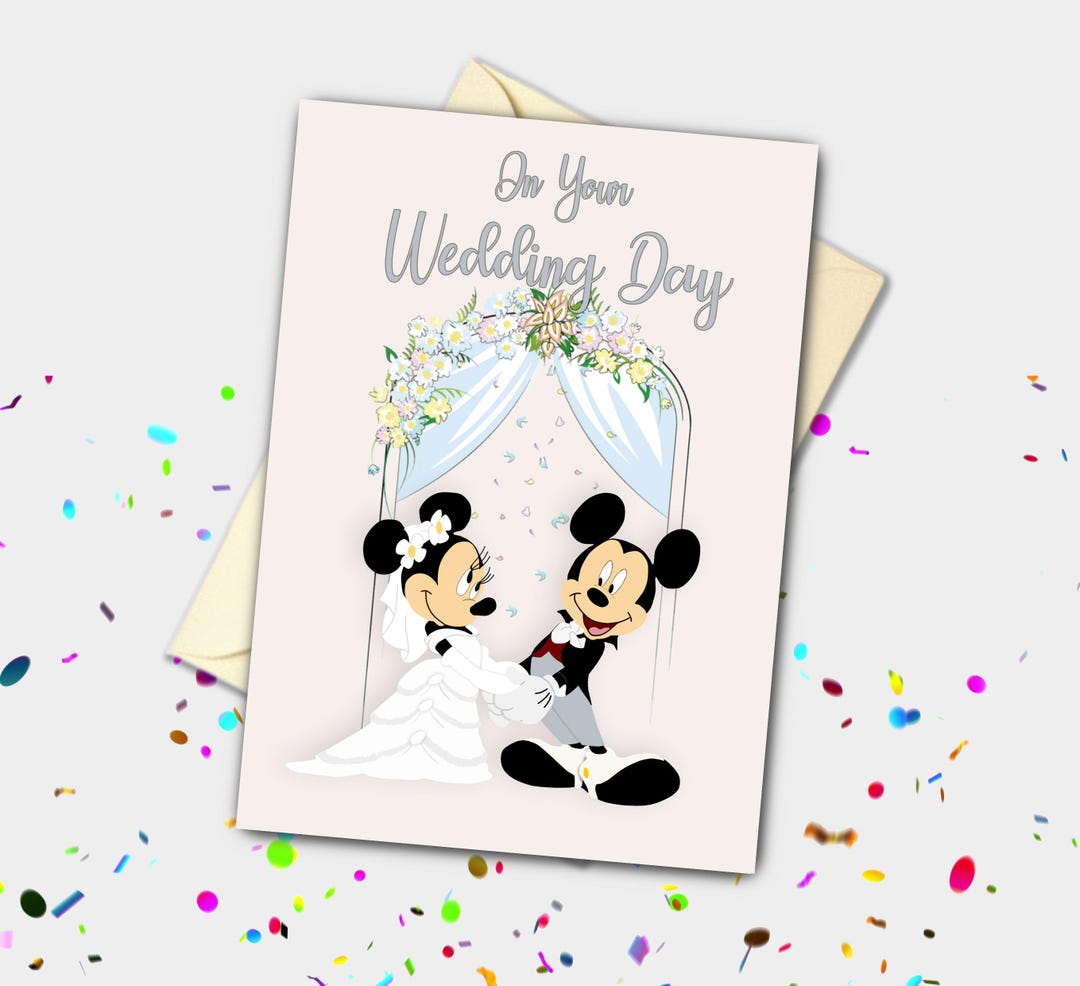 Mickey & Minnie Mouse Personalised Wedding Card | Bride and Groom ...