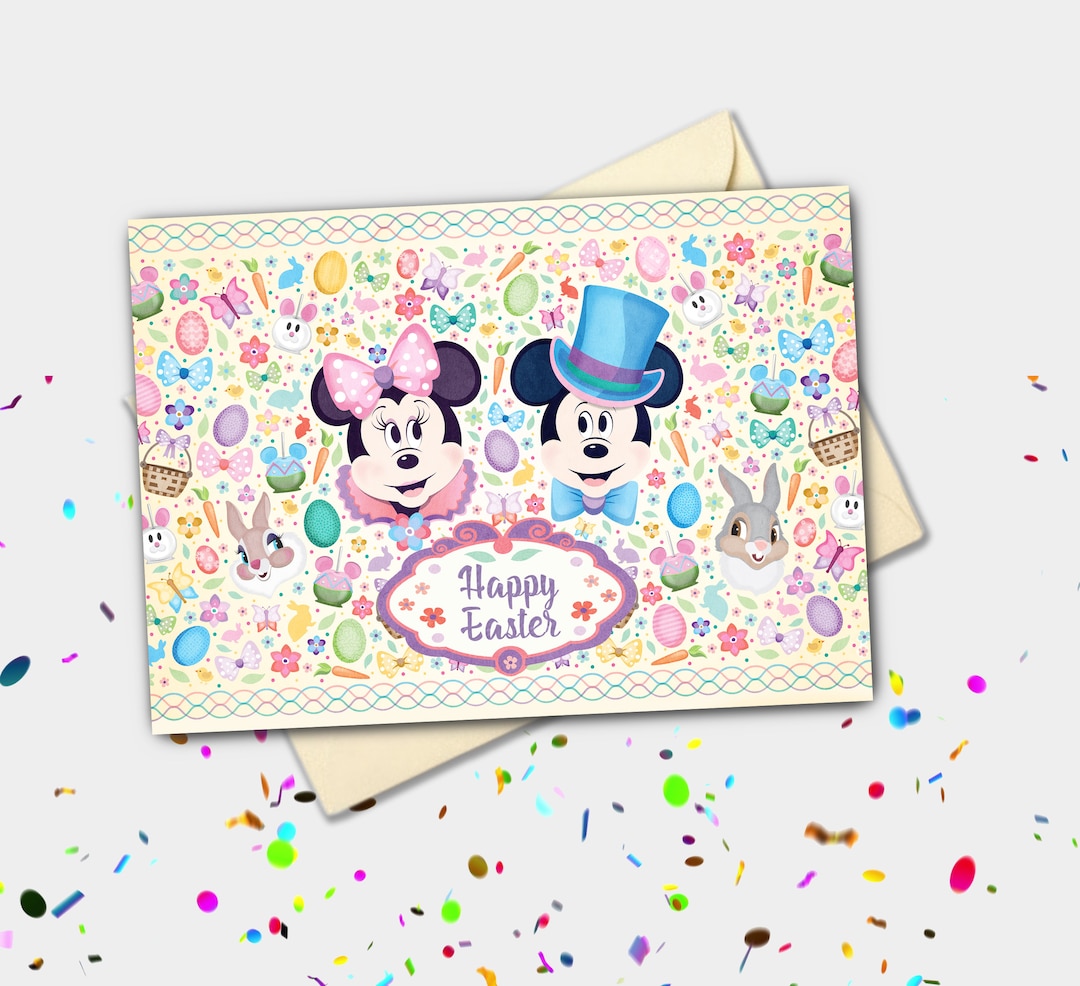 Mickey and Minnie Collage Personalised Easter Card | Holiday ...