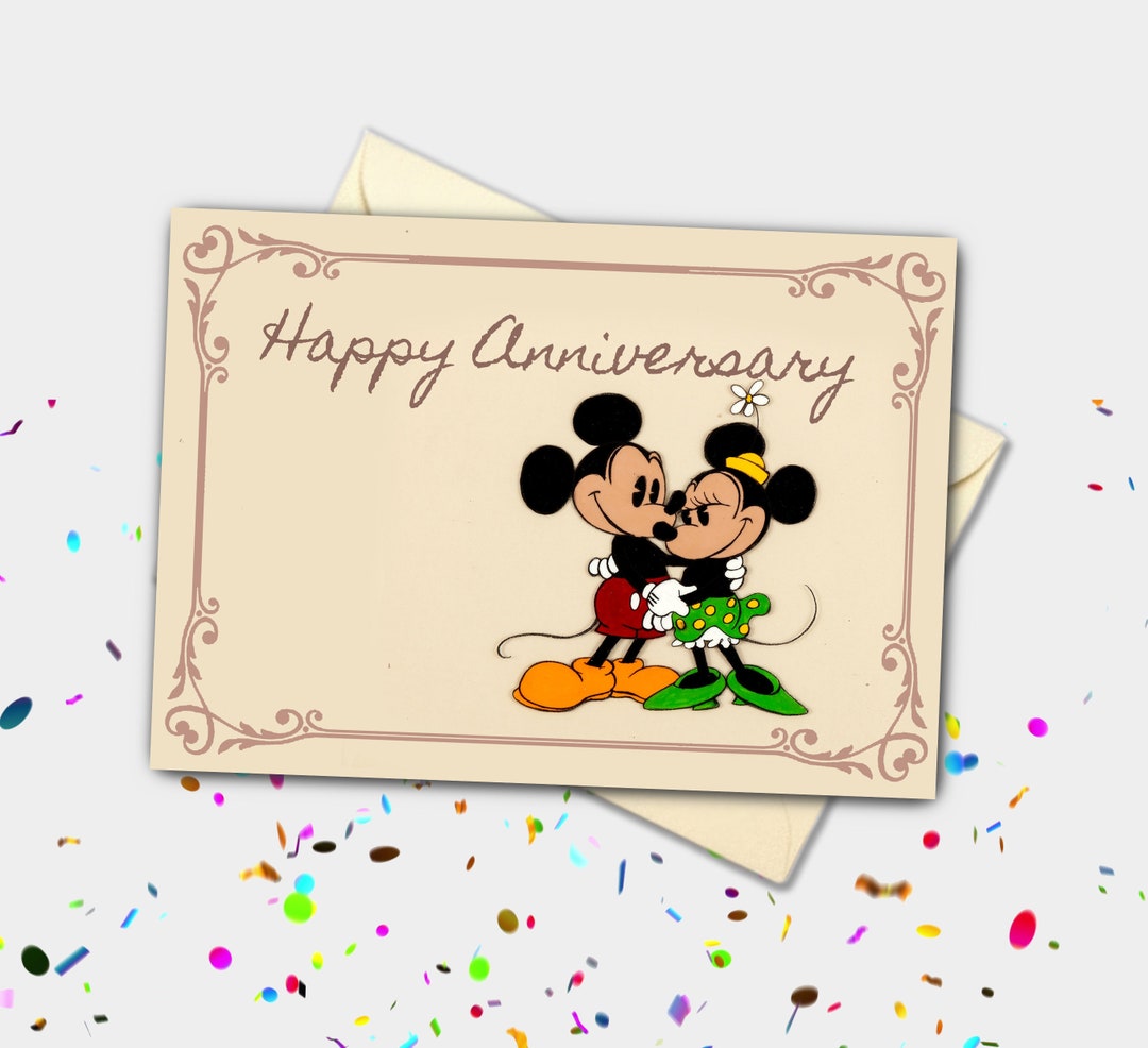 Classic Mickey and Minnie Personalised Card - Etsy