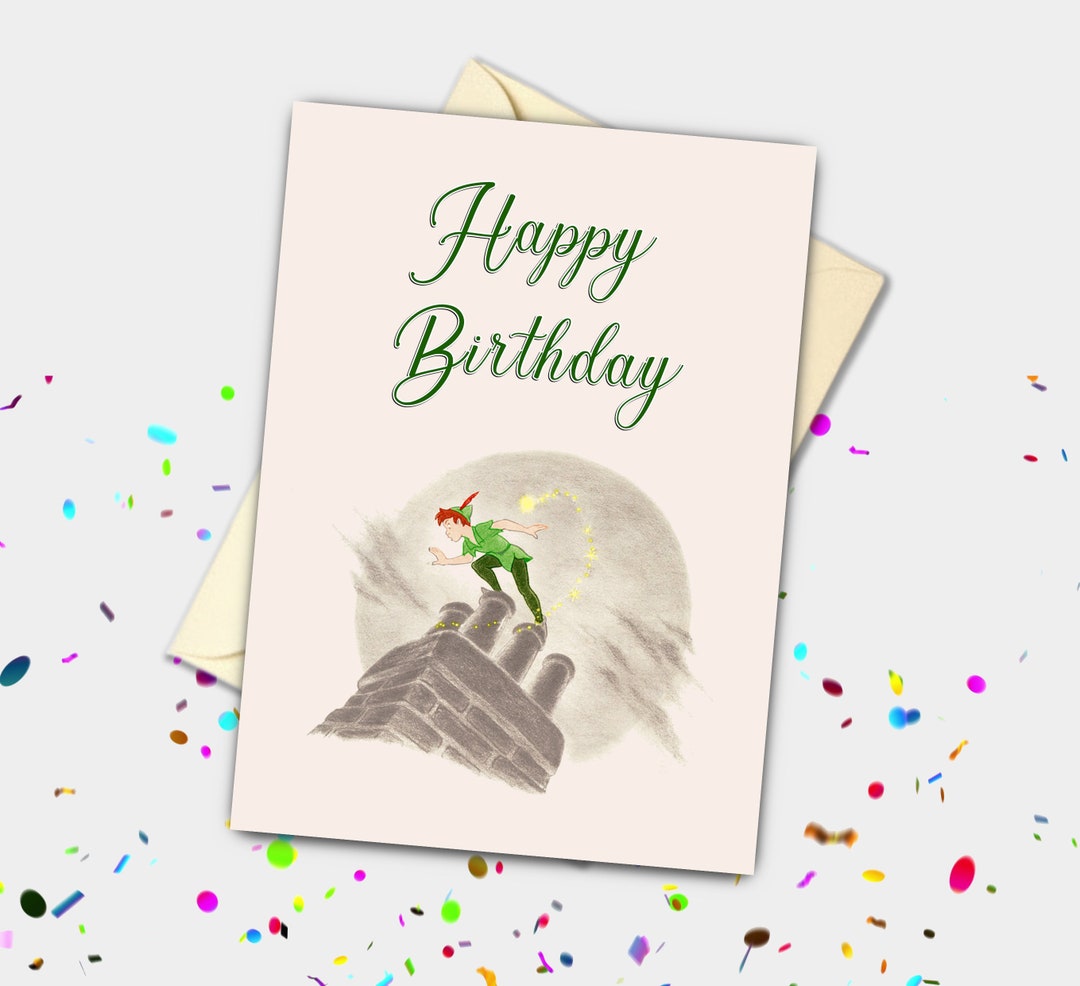 Peter Pan Sketch Personalised Card - Etsy