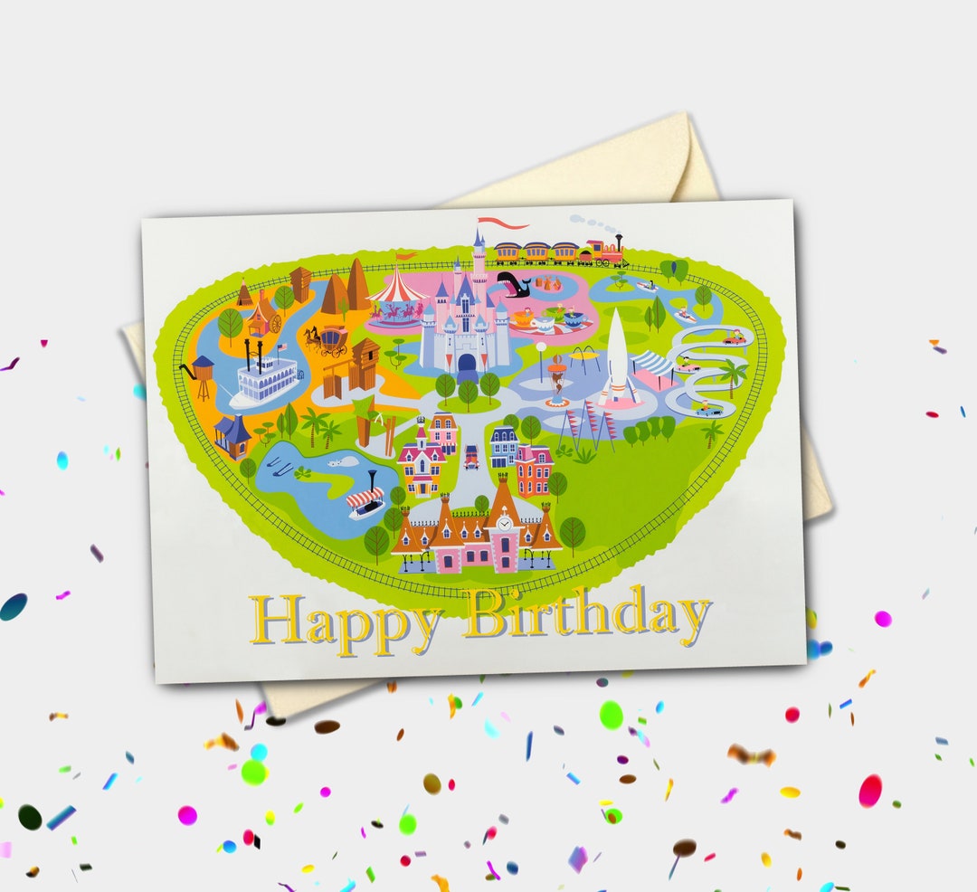 Disneyland Animated Park Map Birthday Celebration Card - Etsy