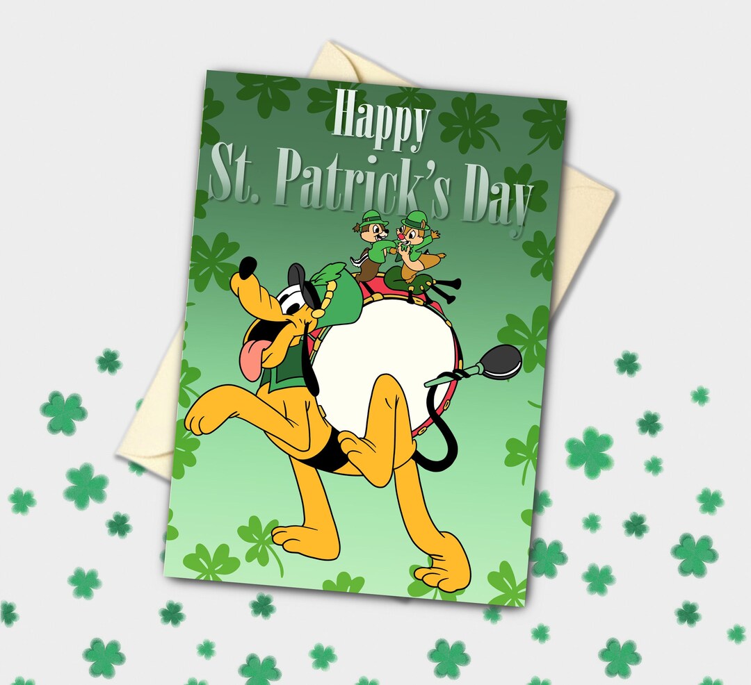 Pluto, Chip and Dale Personalised St Patrick's Day Card | Holiday ...